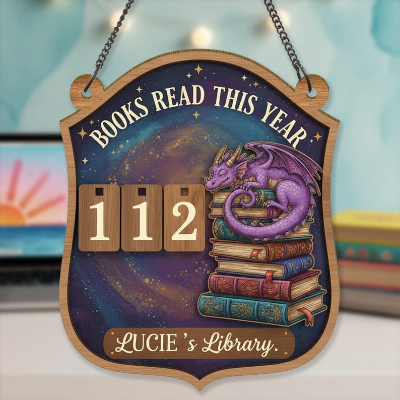 Fantasy Book Tracker Sign, Dragon Reading Tracker, Personalized Books ...