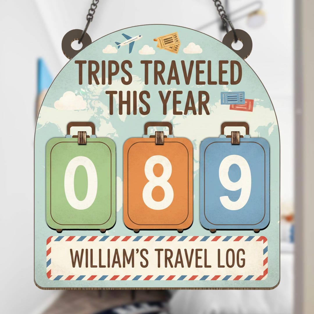 Personalized Trips Traveled Tracker Sign, Adventure Wall Decor - Etsy