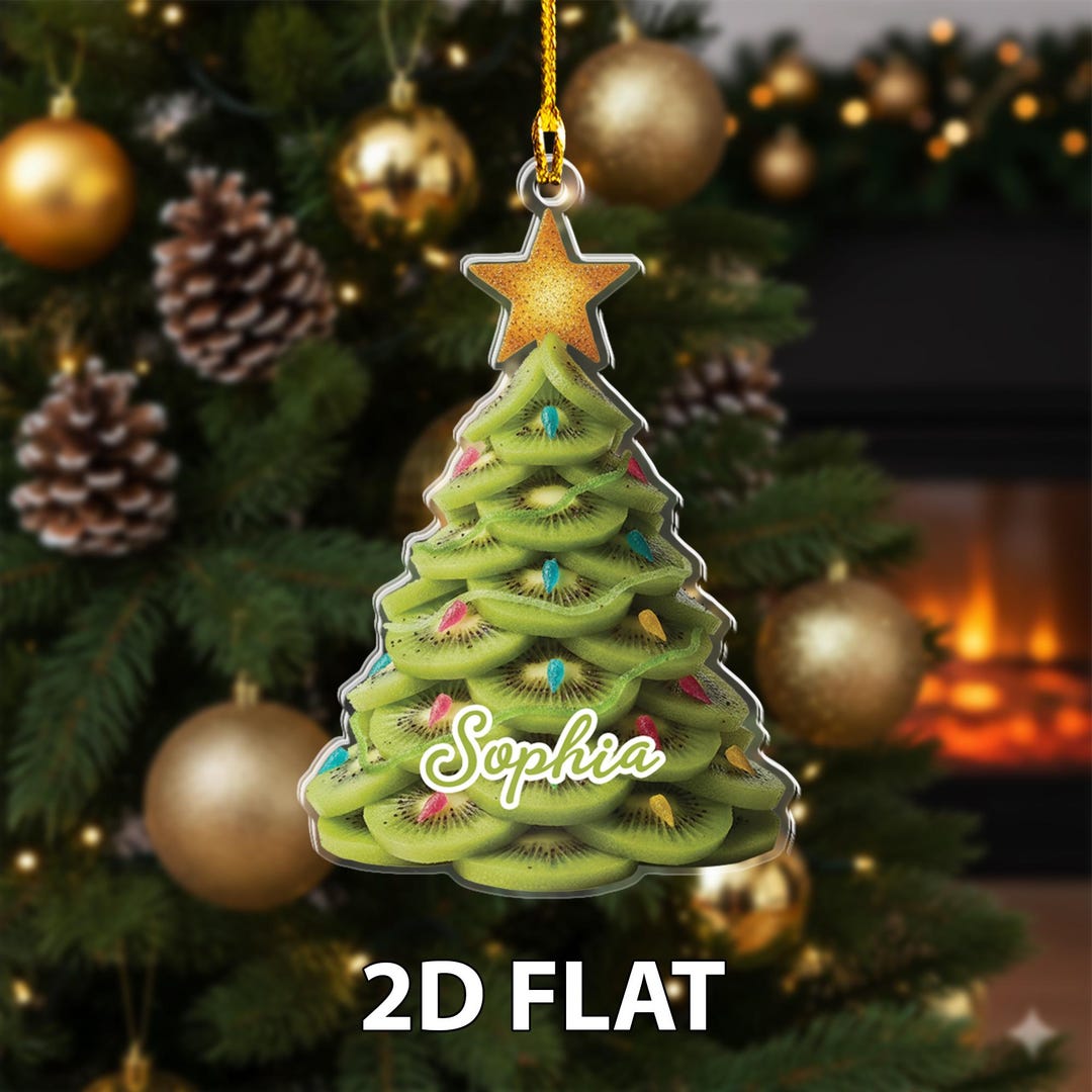 Custom Kiwi Christmas Tree 2D FLAT Ornament, Personalized Fruit Xmas ...