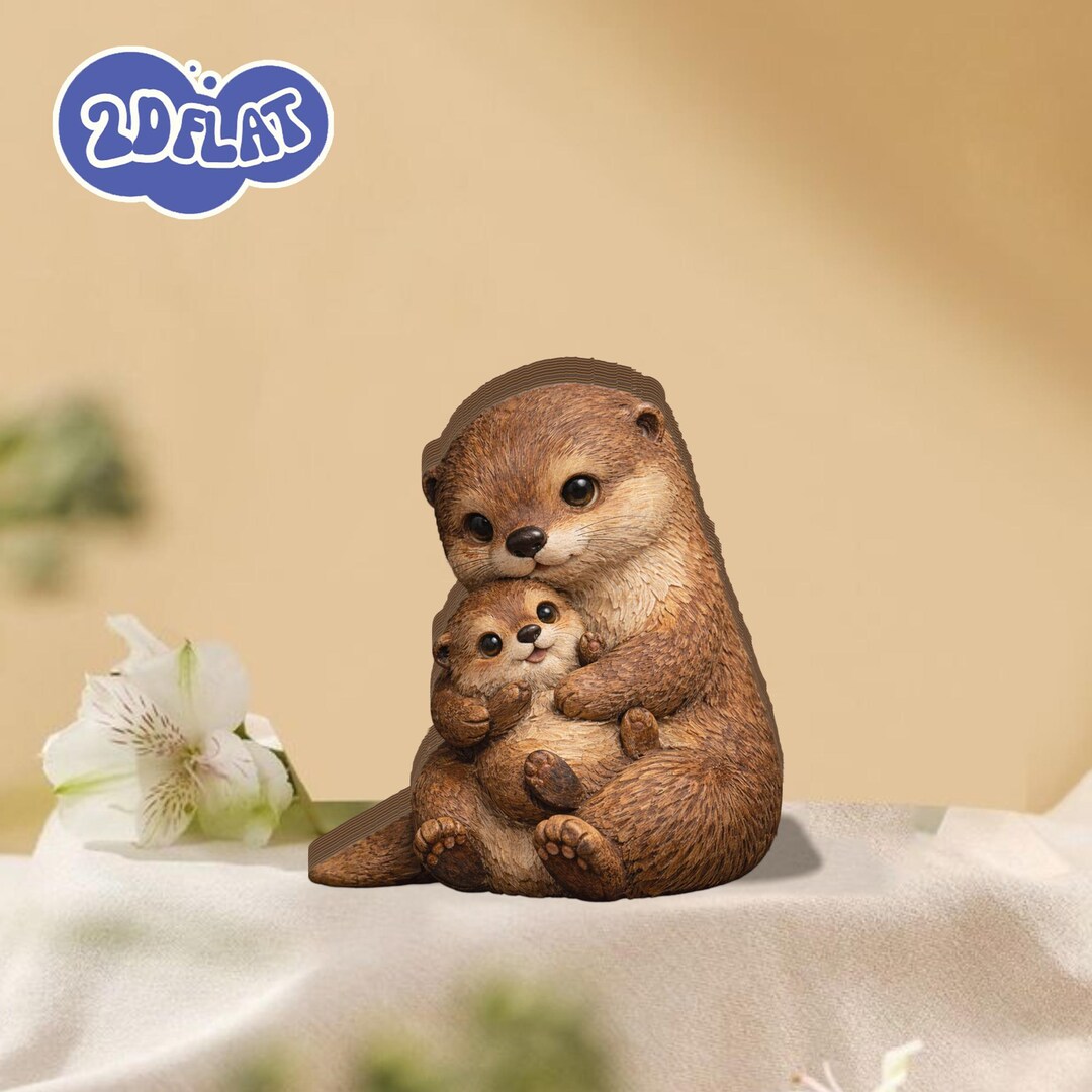 Otter Mom and Baby Wooden Block, Nursery Shelf Decor - Etsy