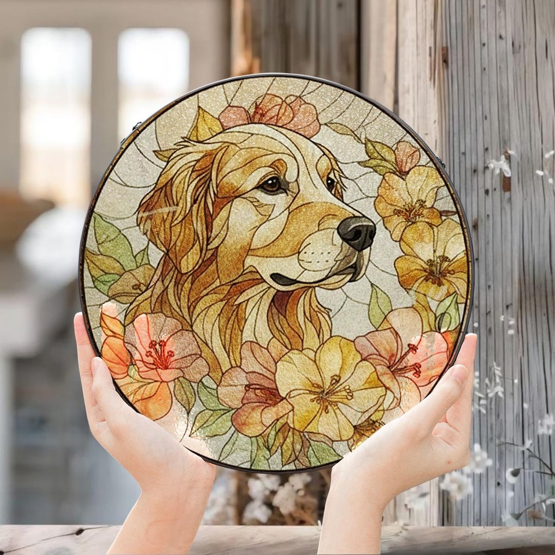 Golden Retriever Glass Suncatcher, Personalized Dog Memorial Gift, Pet ...