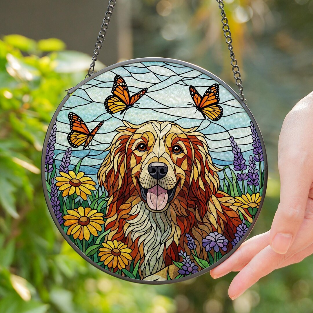Golden Retriever Stained Glass, Golden Retriever Suncatcher, Pet Lovers ...