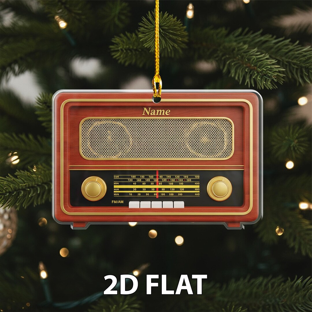 Personalized 2D Flat Vintage Radio Ornament, Custom Retro Christmas ...