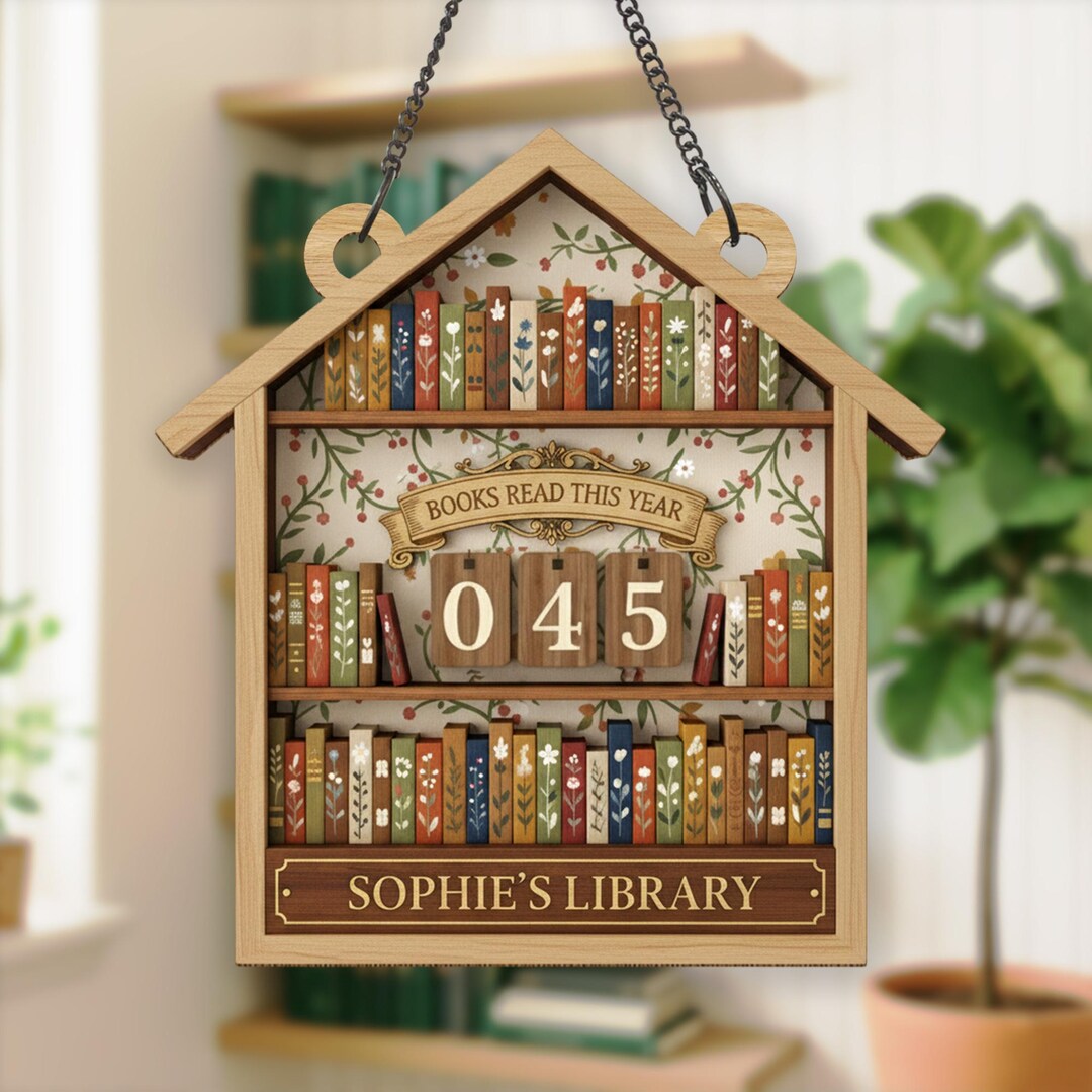 Personalized Books Read Tracker Wooden Sign, Bookshelf Reading Tracker ...