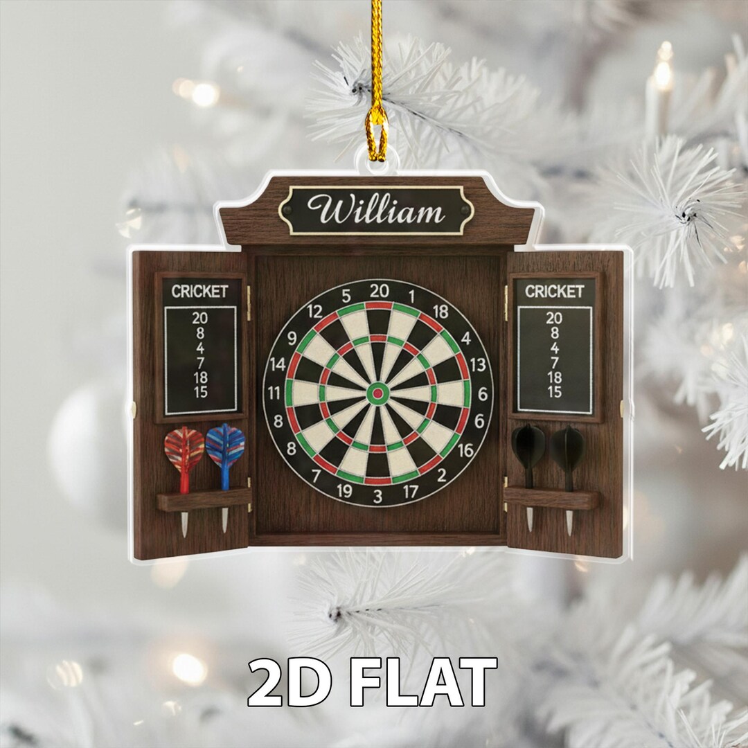 Personalized Dartboard 2D FLAT Ornament, Custom Name Darts Christmas ...