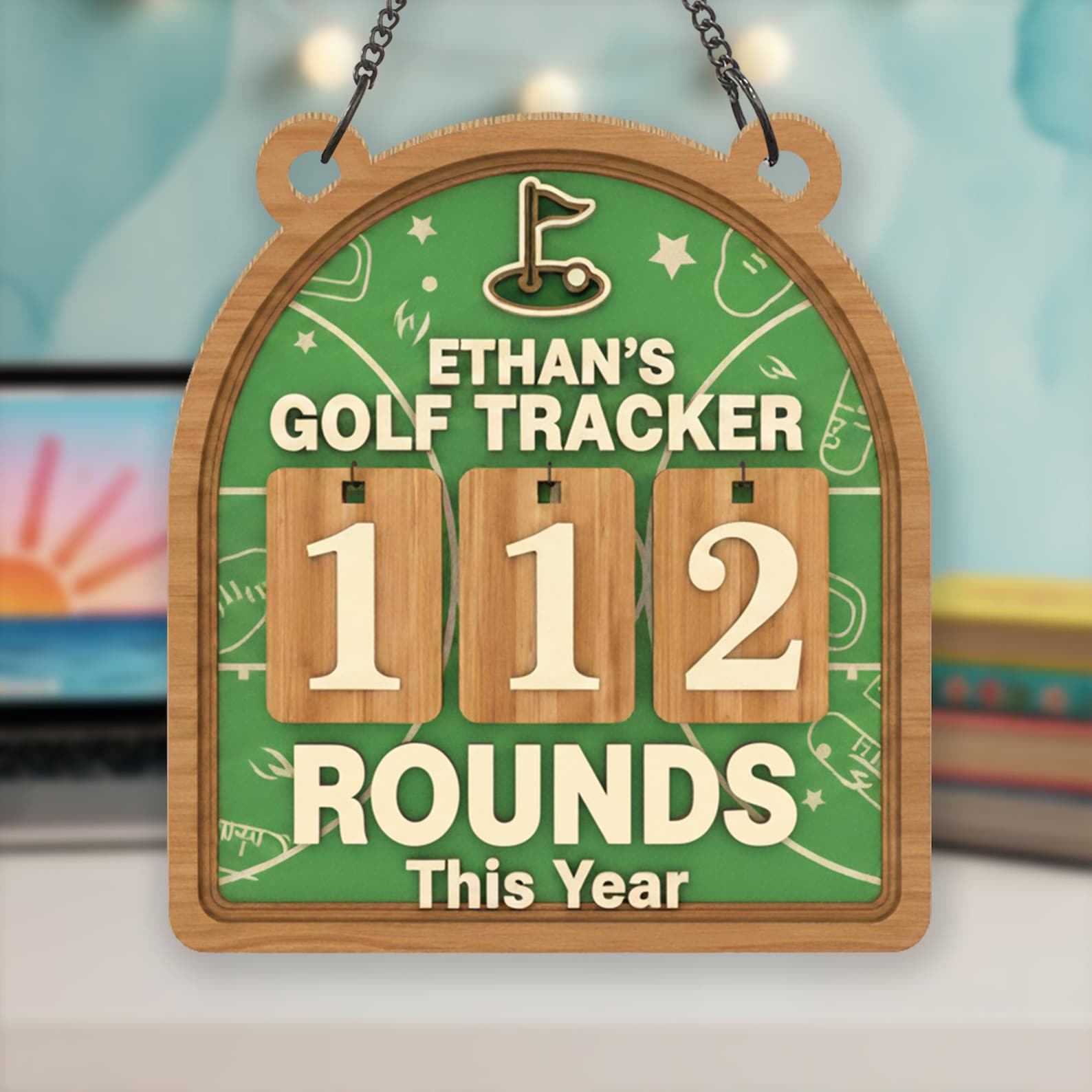 Personalized Golf Rounds Tracker Sign, Custom Golfer Score Display ...
