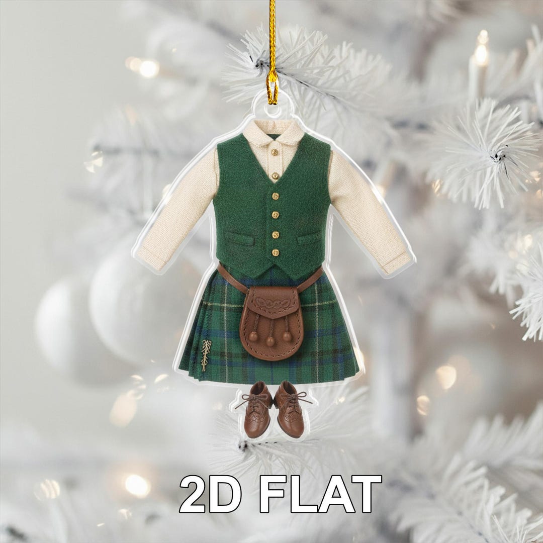 Scottish Kilt Outfit 2D FLAT Ornament, Highland Dress Christmas ...