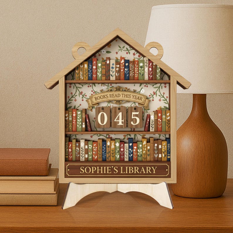 Personalized Books Read Tracker Wooden Sign, Bookshelf Reading Tracker ...