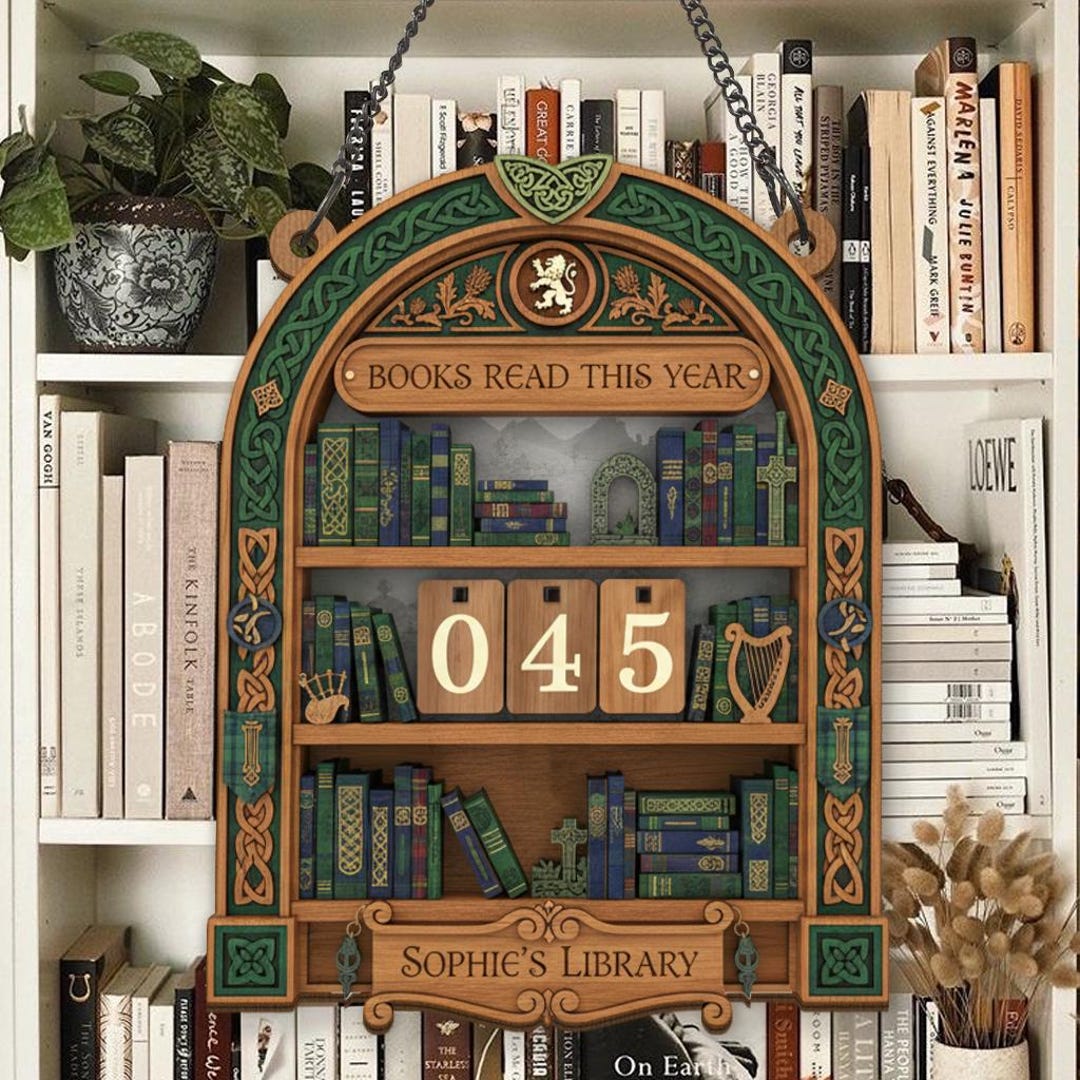Celtic Books Read Tracker Sign, Custom Reading Log Decor, Personalized ...