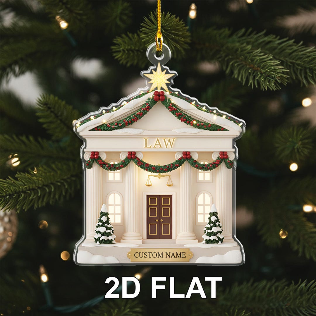 Law Office 2D FLAT Ornament, Custom Name Courthouse Ornament, Lawyer ...