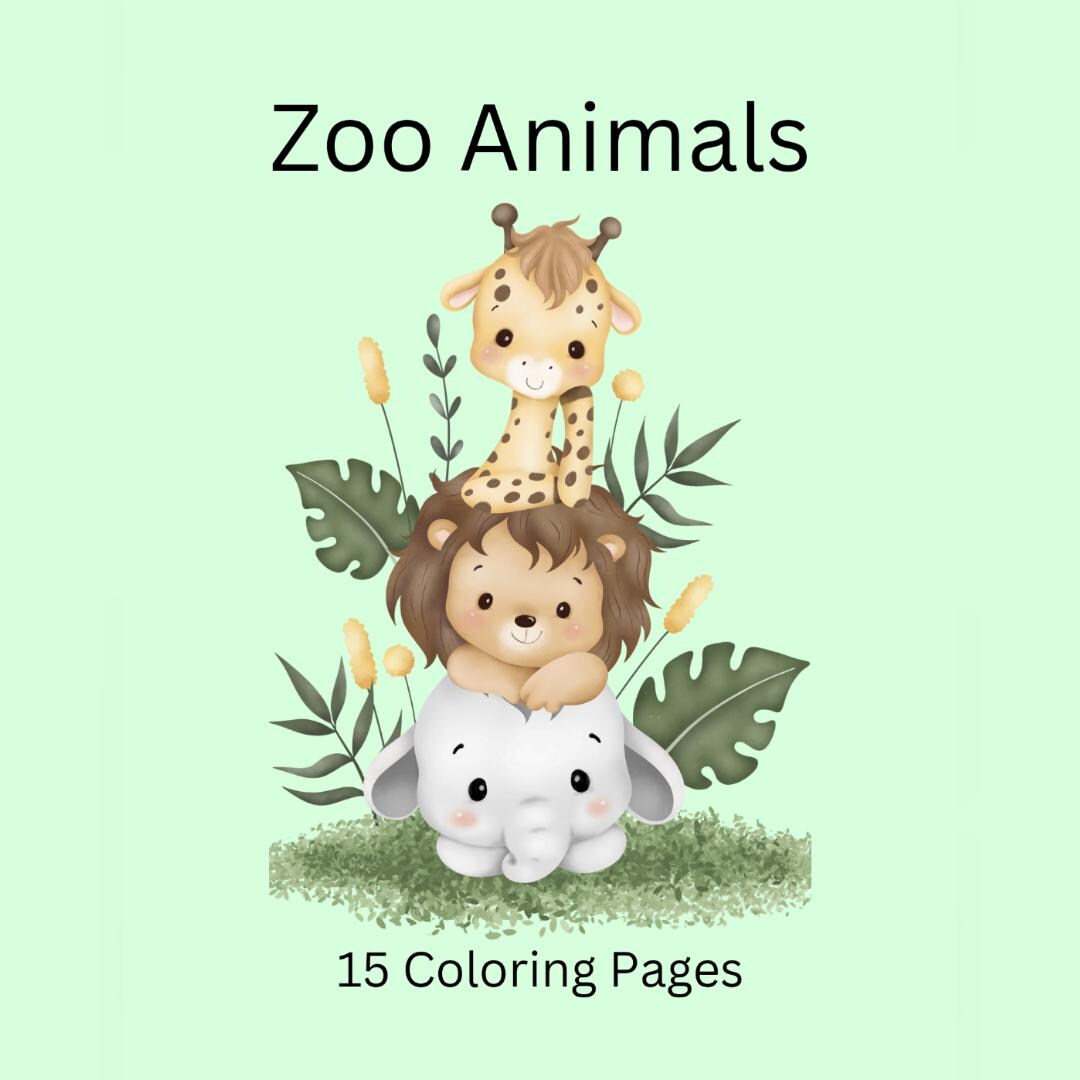 15 Zoo Animal Coloring Pages - Etsy