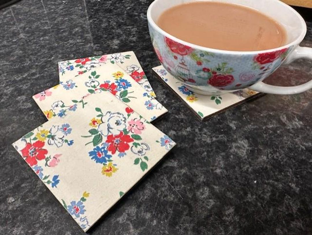 Cath Kidson Design Decoupage Wooden Coaster Set - Etsy