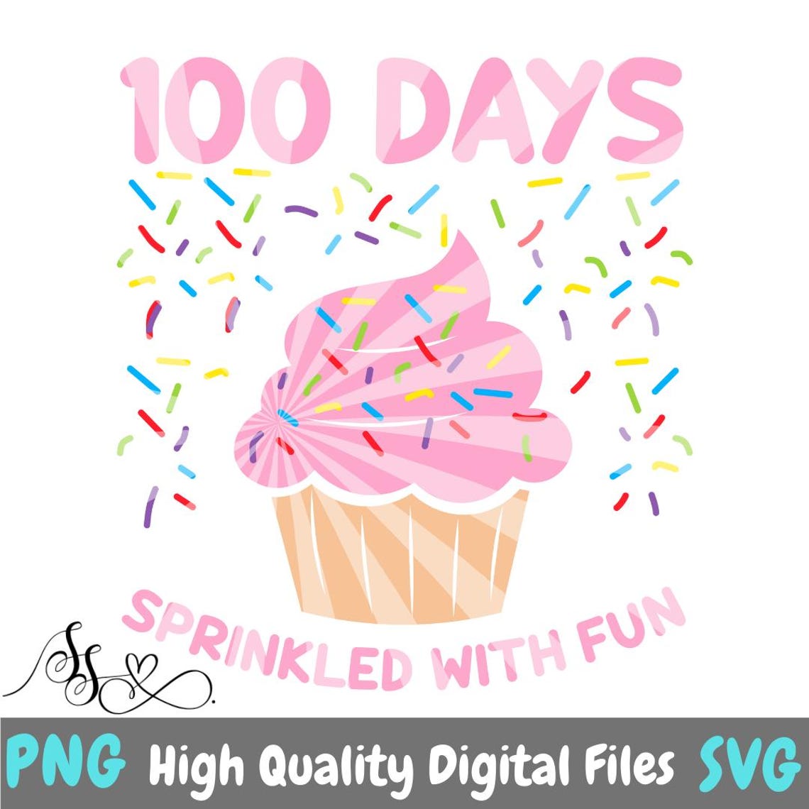 100 Days of School PNG, Sprinkles 100 Days, Retro 100 Days Cupcake ...