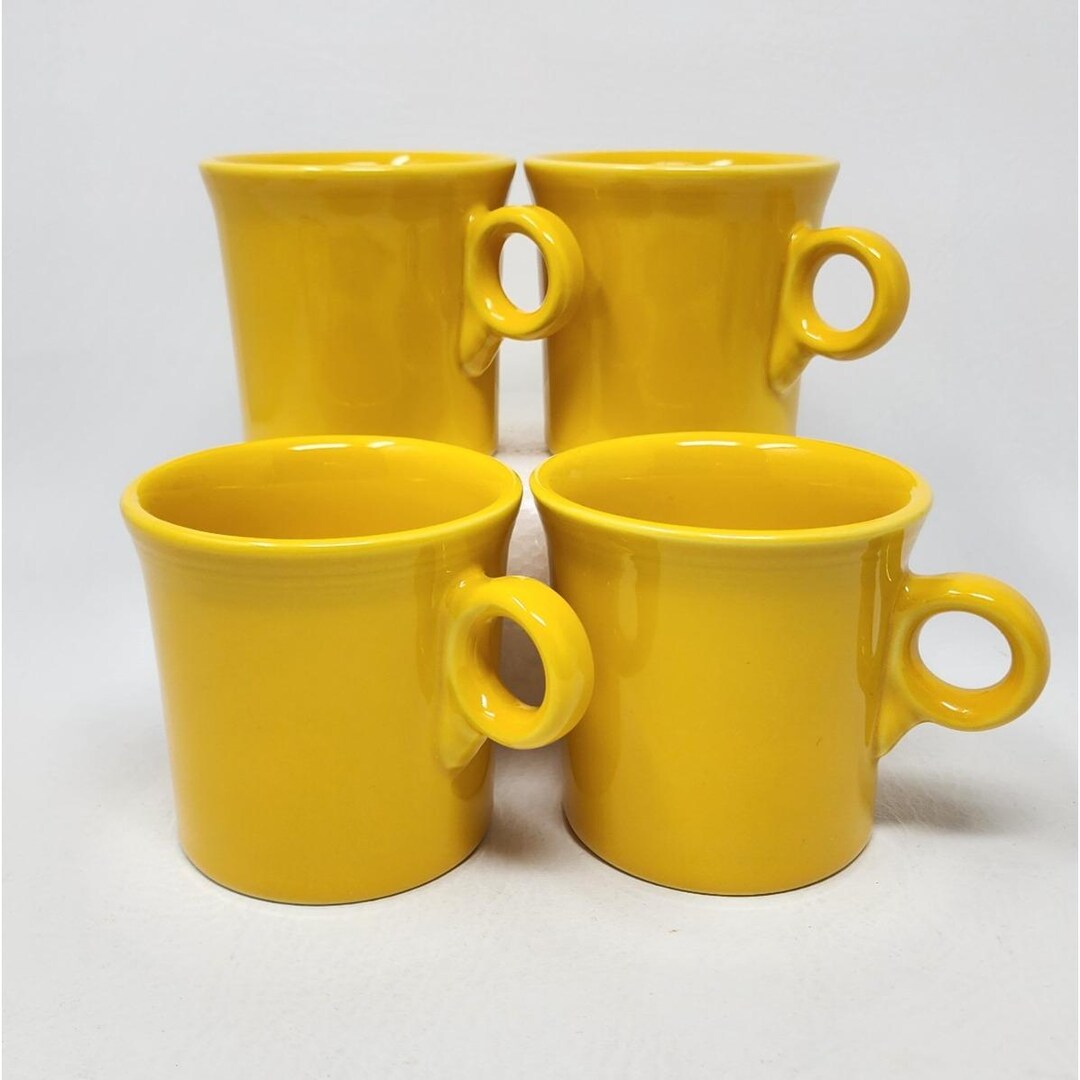 Set 4 Fiesta Ware Tom and Jerry Yellow Sunflower Coffee Mug With O Ring ...