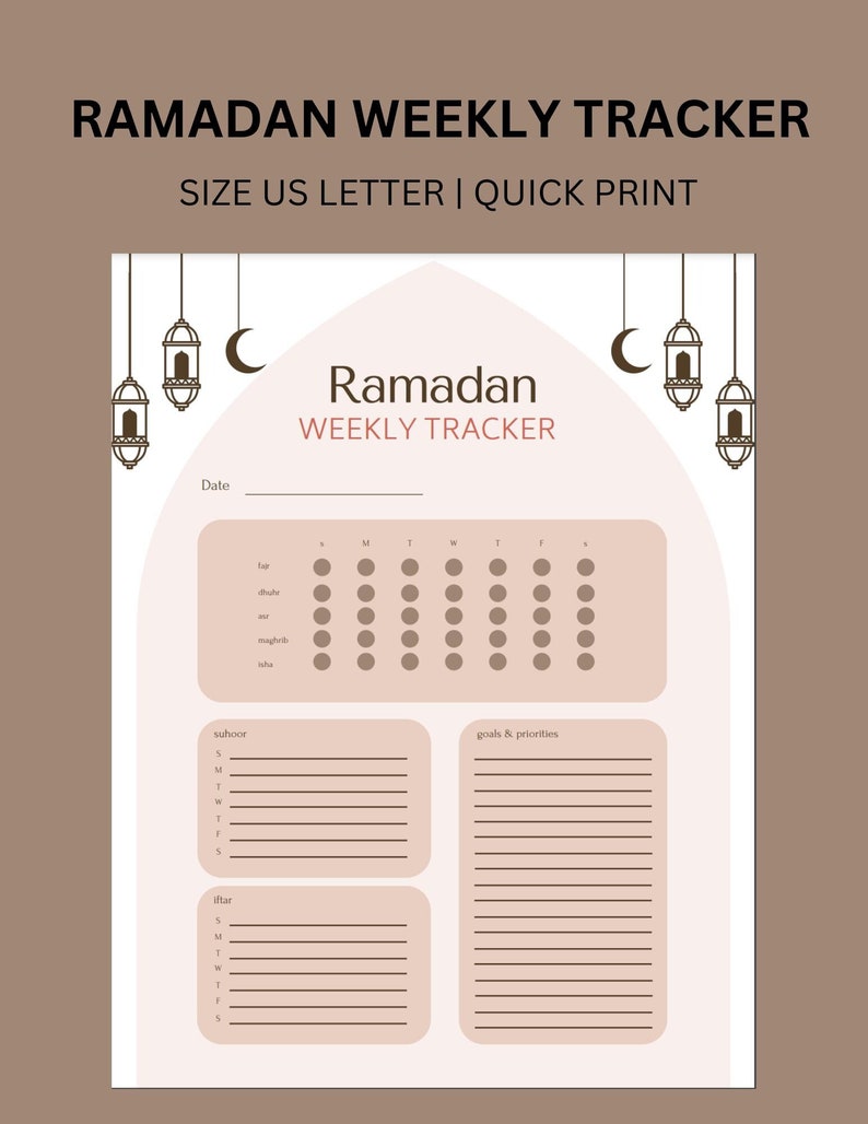 Ramadan Weekly Tracker - Etsy