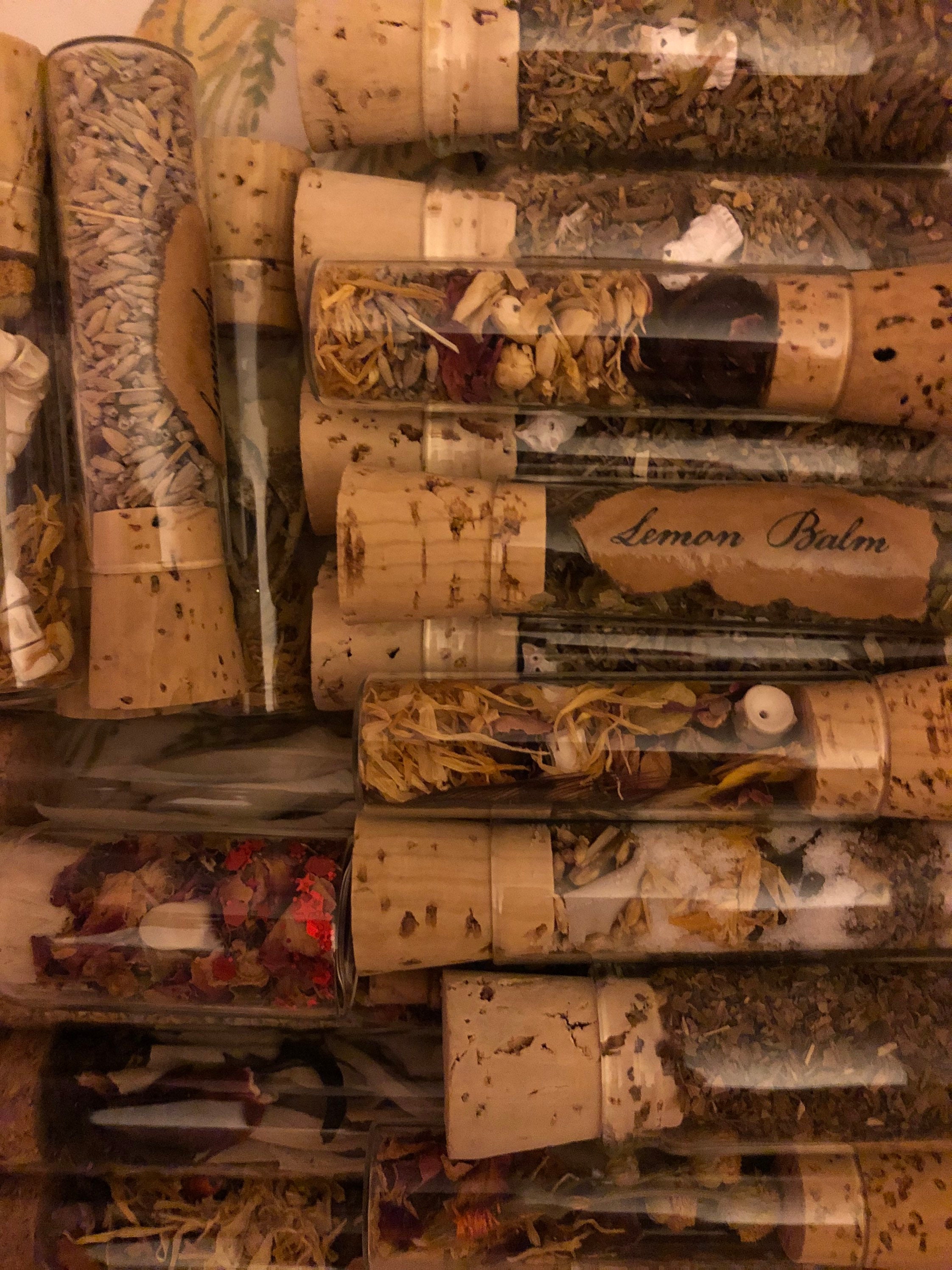 Witches Vial - Snake Vertebrae Marigolds and Feathers - Nature Flora ...