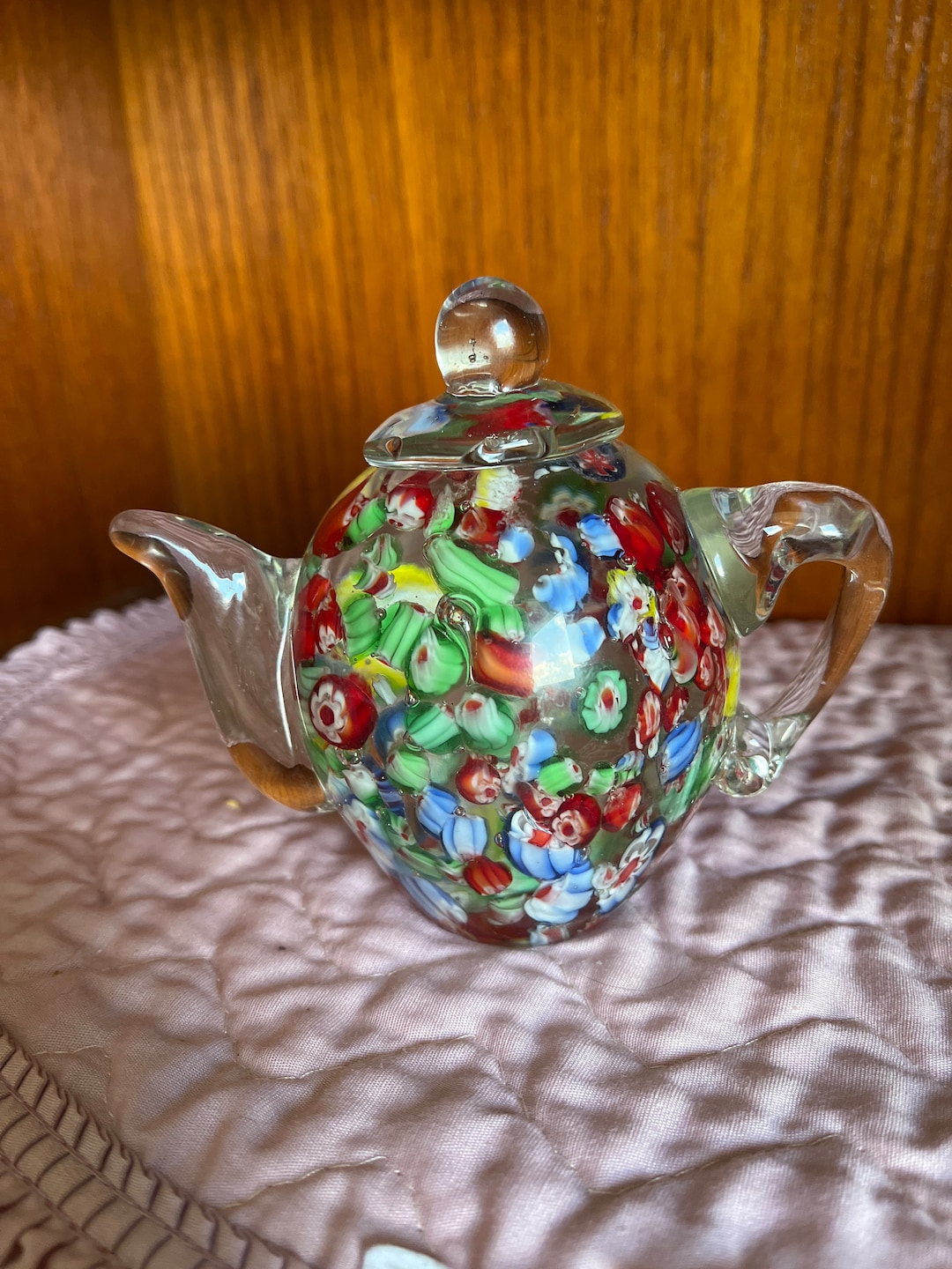 Art Glass Large Millefiori Teapot Paperweight 1990s - Etsy