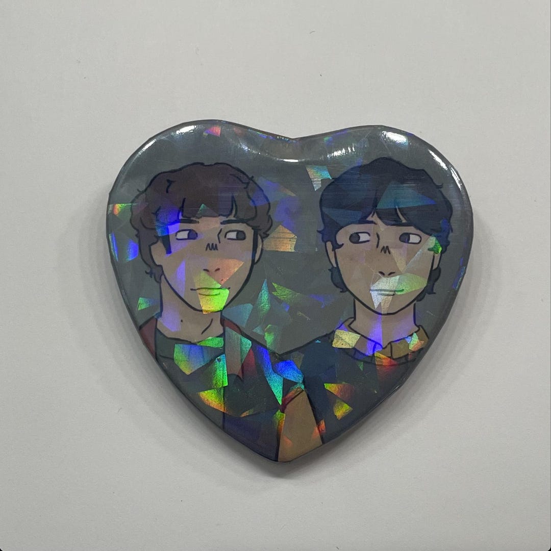 Byler Holographic Heart Pin - Etsy