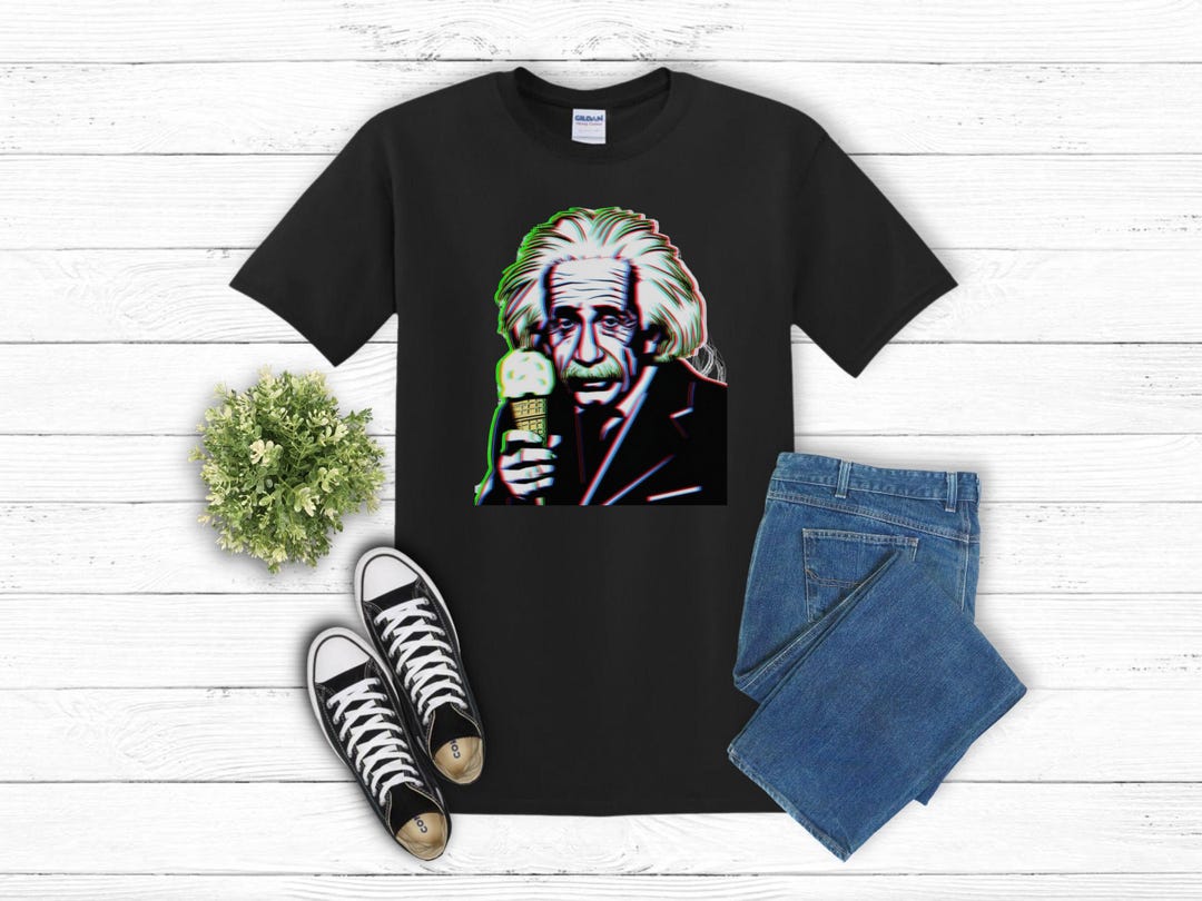 Retro Einstein Ice Cream Tee, Fun Graphic T-shirt for Science Lovers ...