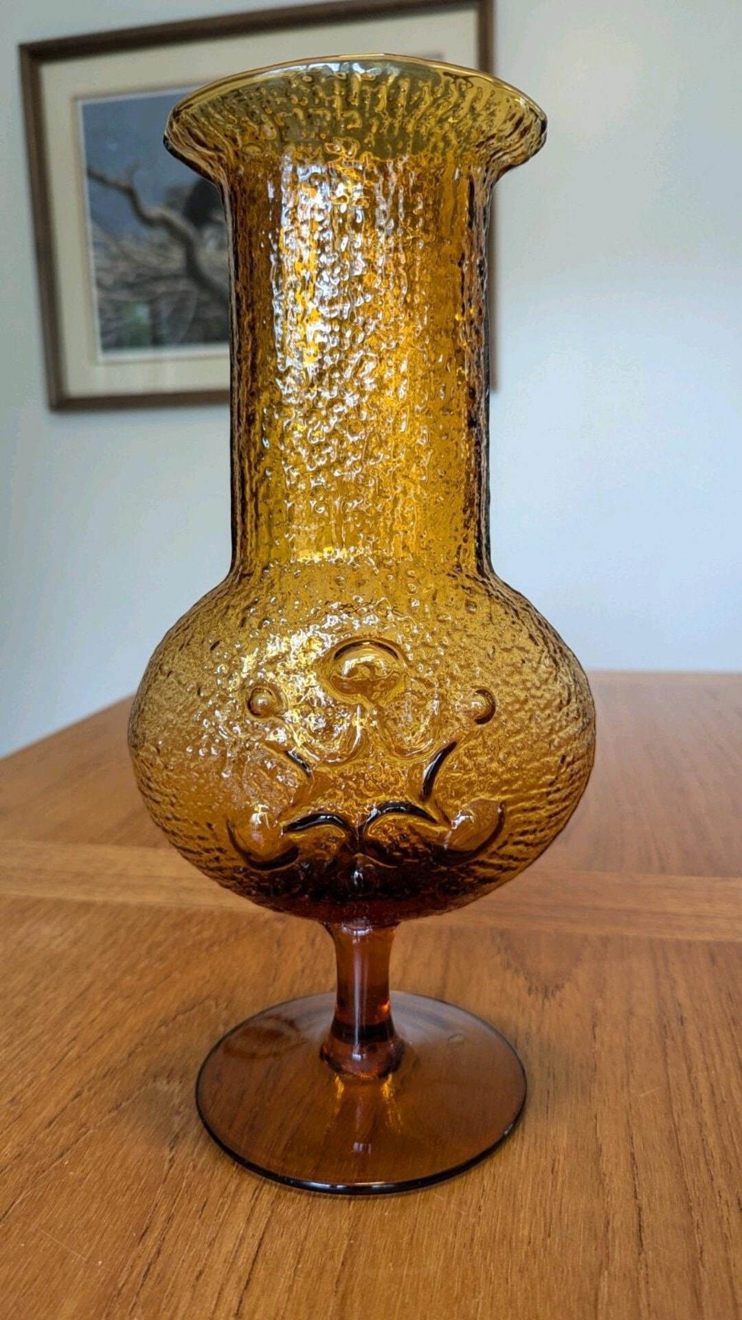 Vintage Wayne Husted Amber Art Glass Vase: Stelvia Italy Amoeba ...