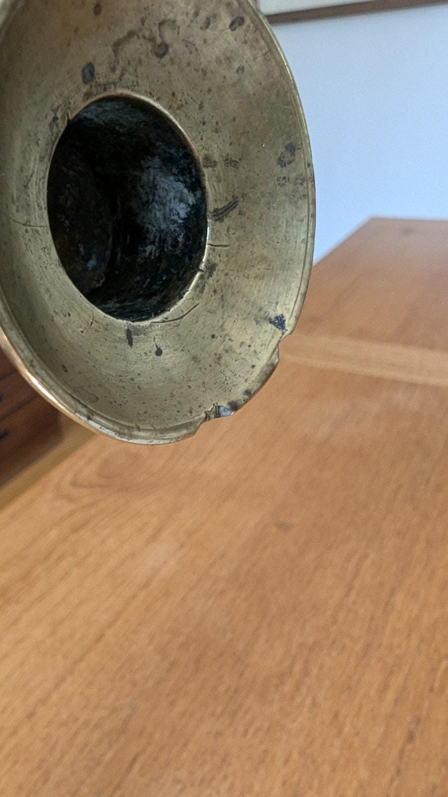 Vintage Brass Beehive Candlestick With Candle Nub Ejector - Stamped ...