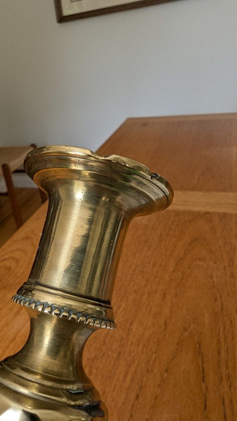 Vintage Brass Beehive Candlestick With Candle Nub Ejector - Stamped ...