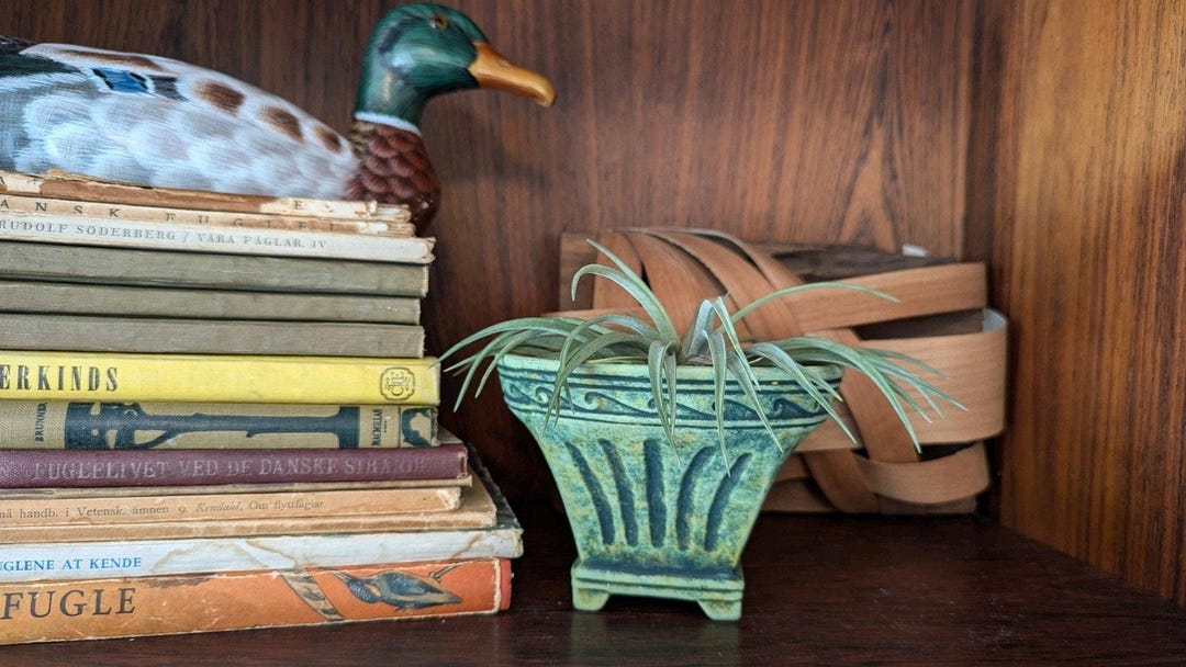 Vintage ARDCO Small Round Green Redware Planter With Stylized Wave ...