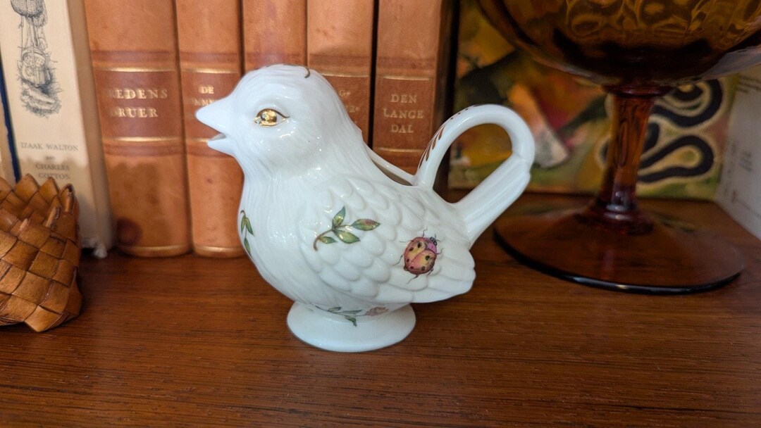 Grace Tea Ware Porcelain Bird Creamer Flowers and Butterflies Gold ...
