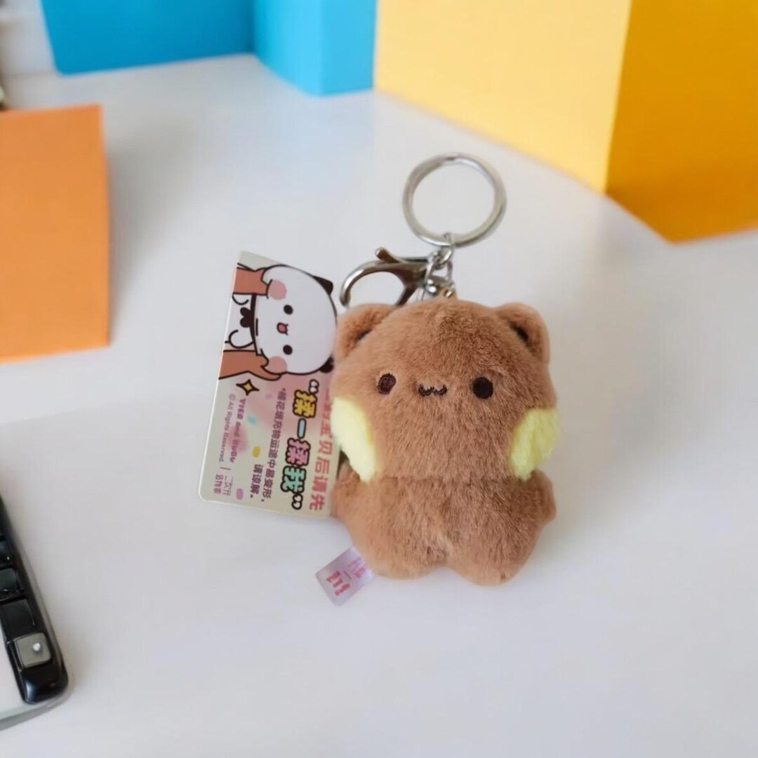 Kawaii Plush Bear Keychain Soft Fluffy Brown Teddy Keyring Cute Stuffed ...