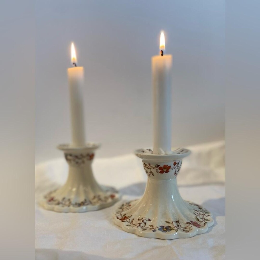 Rare Vintage Copeland Spode Candle Holders Set of 2 Floral Bone China ...