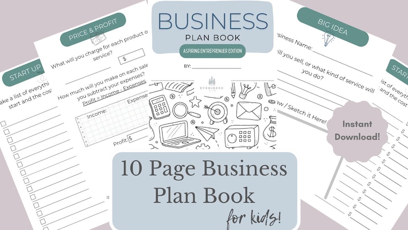 Kid Business Planner, Kid Business, Kid Entrepreneur, Business Plan for ...