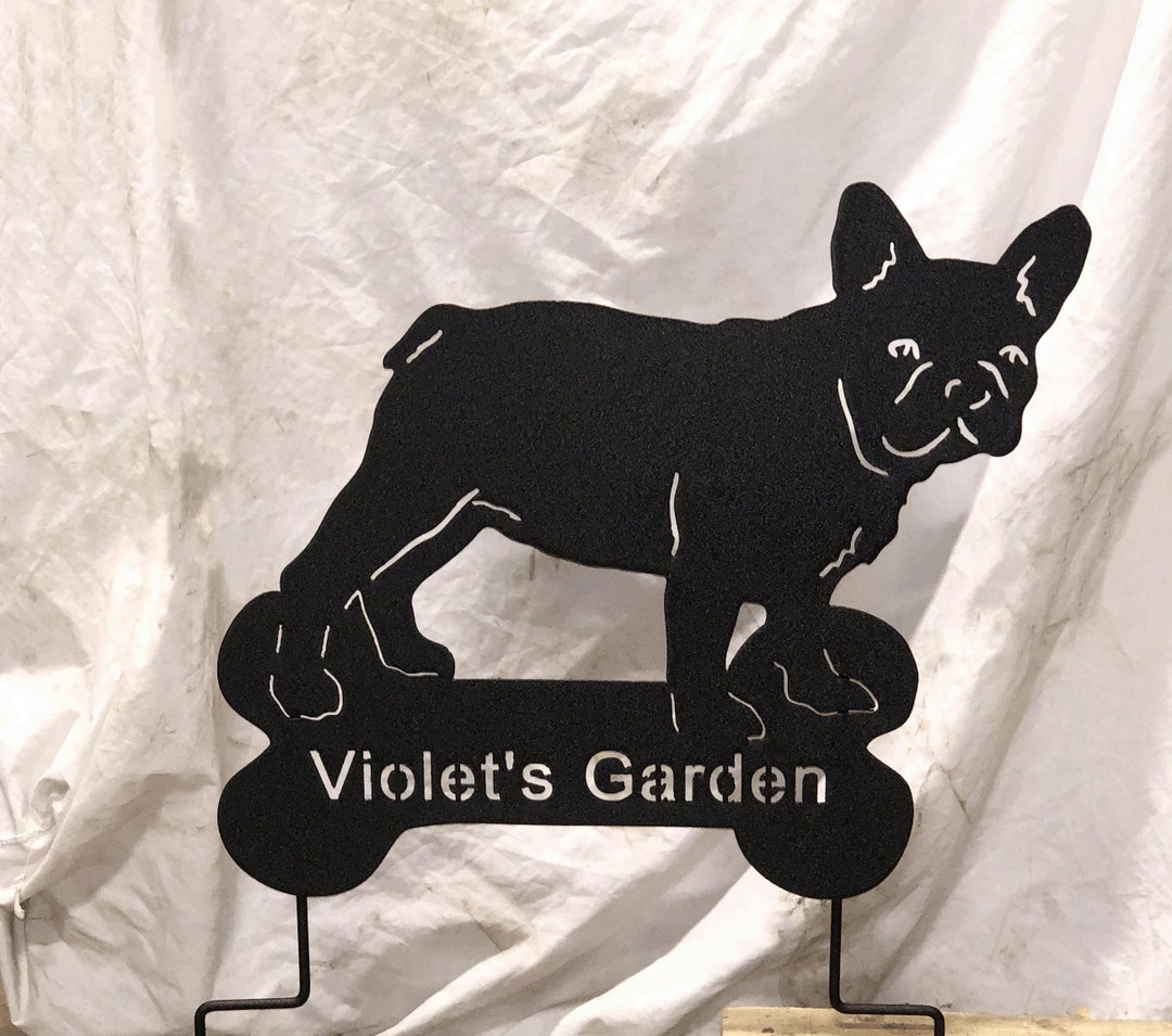 French Bulldog Garden Stake: Metal Dog Welcome Sign, Outdoor Decor - Etsy