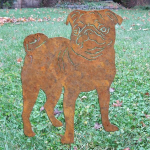Pug Garden Stake or Wall Art, Pet Memorial, Garden Art, Metal Yard Art ...