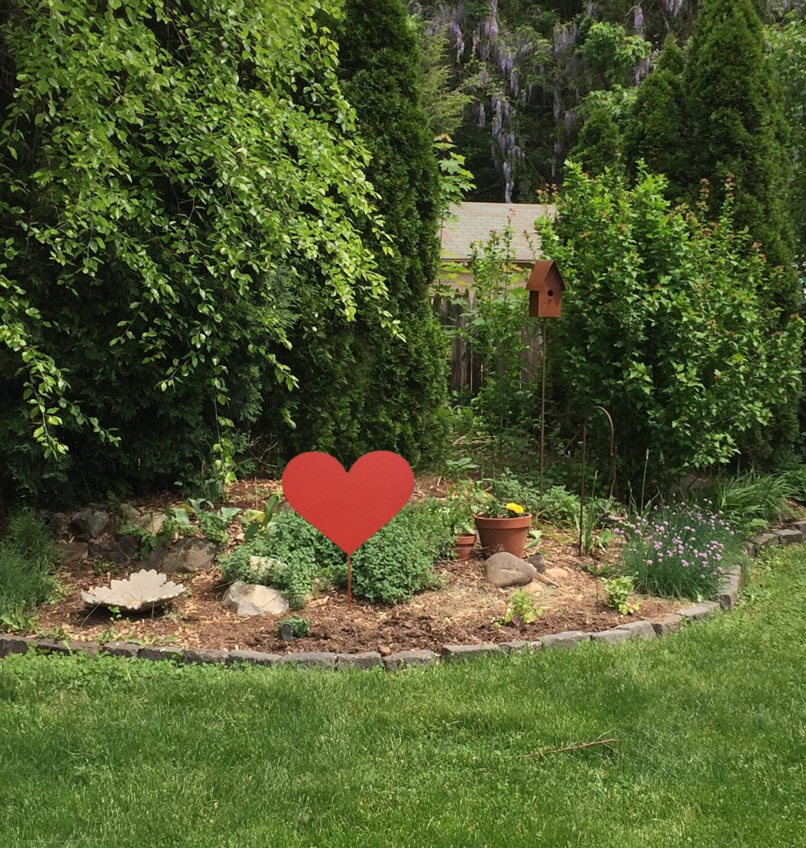Heart Outdoor Garden Decoration, Garden Stake, Outdoor Wall Art, Garden ...