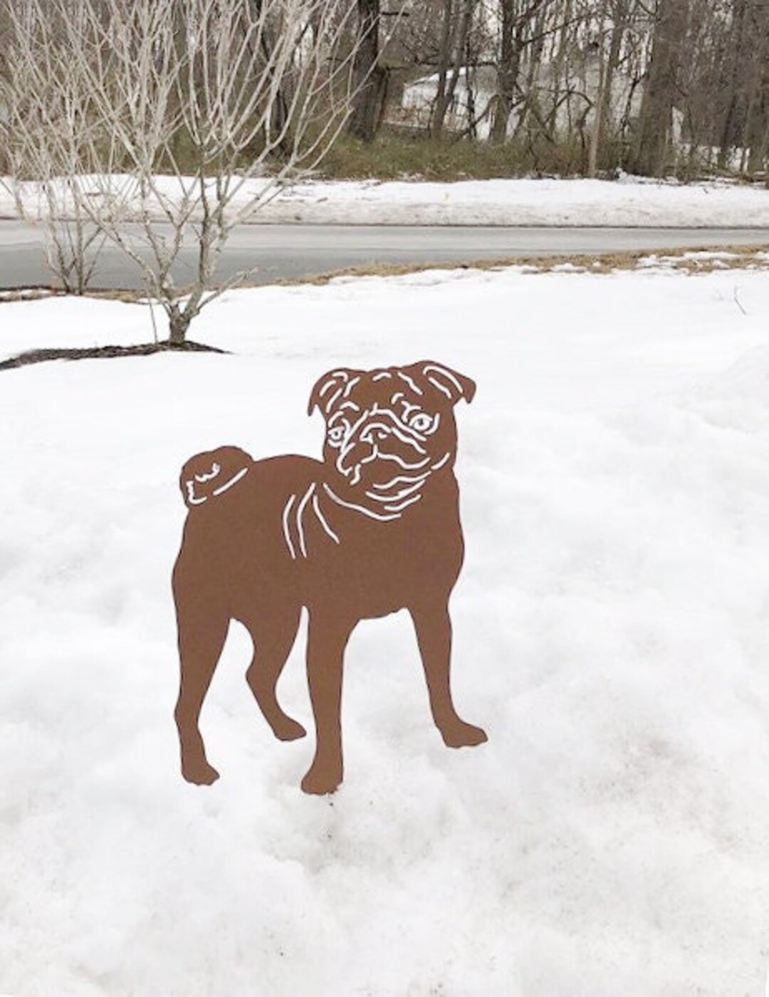 Pug Garden Stake or Wall Art, Pet Memorial, Garden Art, Metal Yard Art ...