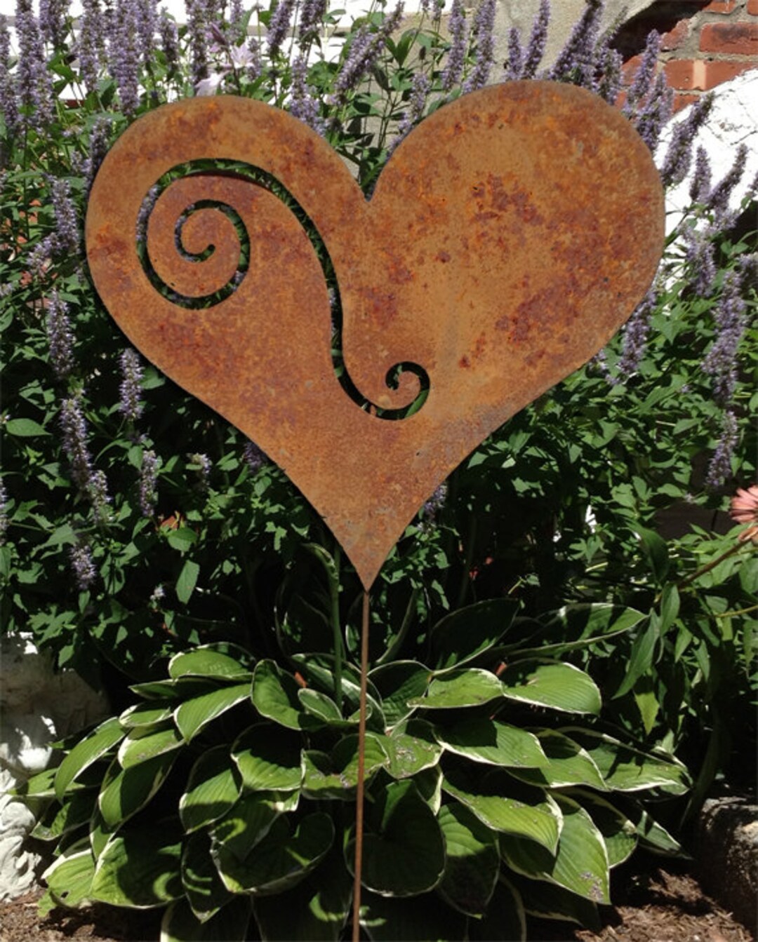 Rustic Metal Heart Garden Stake or Wall Art: Valentines Decor - Etsy
