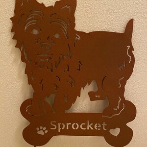 Yorkie Garden Stake: Rustic Metal Dog Art, Pet Memorial Decor - Etsy