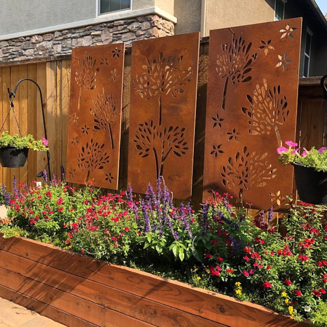 Unique Garden Sculpture Outdoor Metal Privacy Screen Art - Etsy