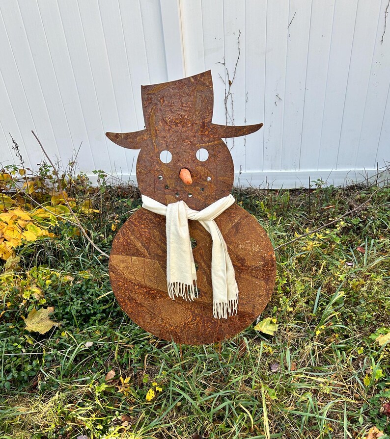Outdoor Large Snowman Decoration, Garden Stake - Etsy