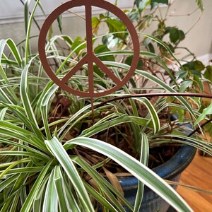 Peace Sign Plant Stake: Rustic Garden Art, Memorial Ornament - Etsy