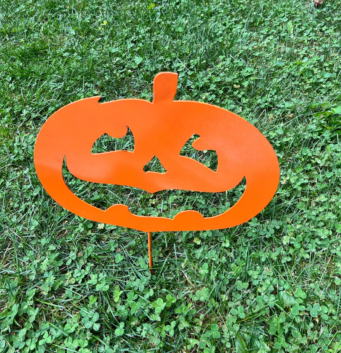 Rustic Jack O Lantern Pumpkin Garden Stake for Outdoor Halloween ...