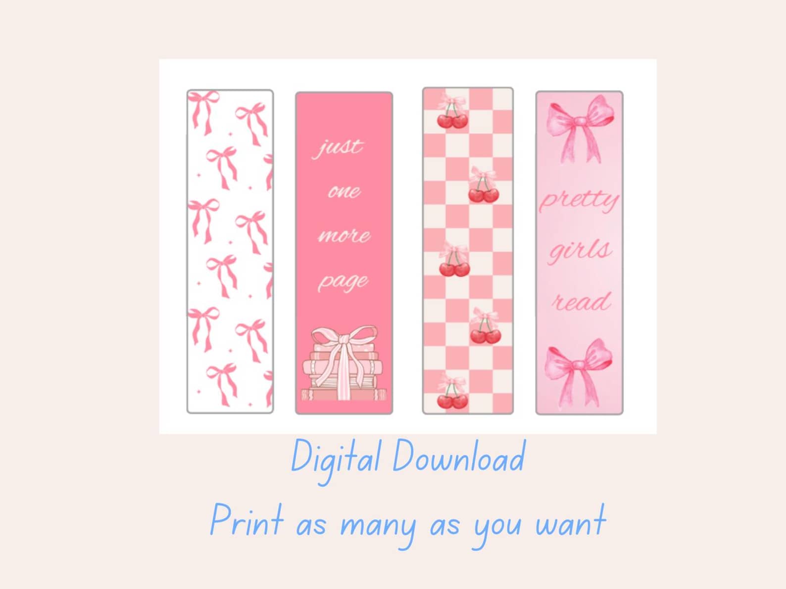 Set of 16 Coquette Printable Bookmarks, Cute Pastel, Digital Download ...