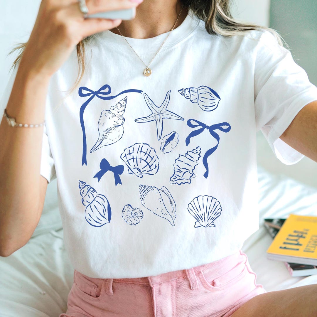 Coquette Seashell PNG Summer Coquette Bow Png Fisherman Aesthetic Shirt ...