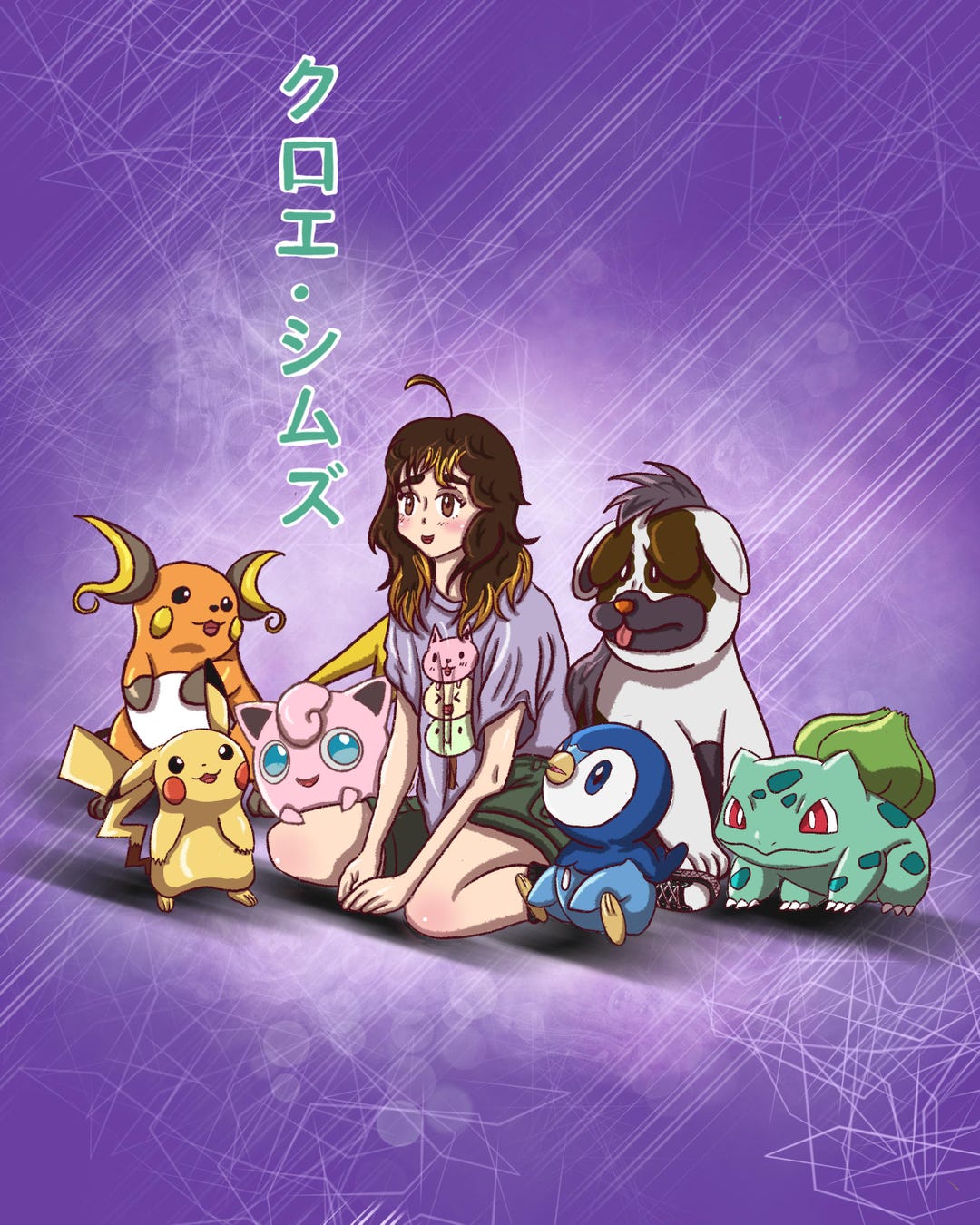 Pokemon Art Prints Custom Trainer and Team, Custom Pokemon Pets ...