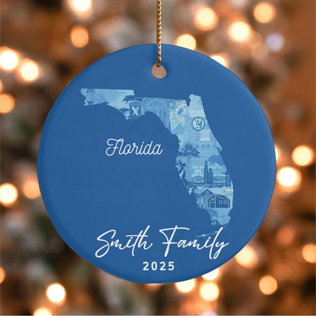 Personalized Florida State Blue Minimalist Christmas Ornament - Etsy
