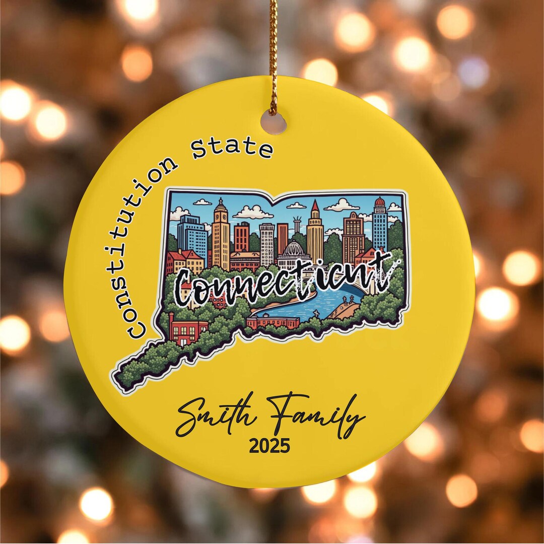 Personalized Connecticut State Christmas Ceramic Ornament - Etsy