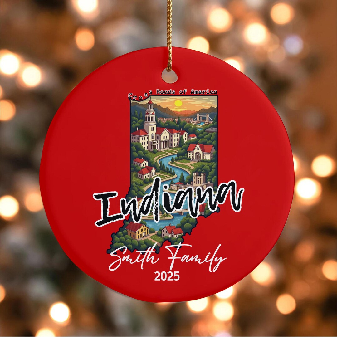 Personalized Indiana State Christmas Ceramic Ornament - Etsy