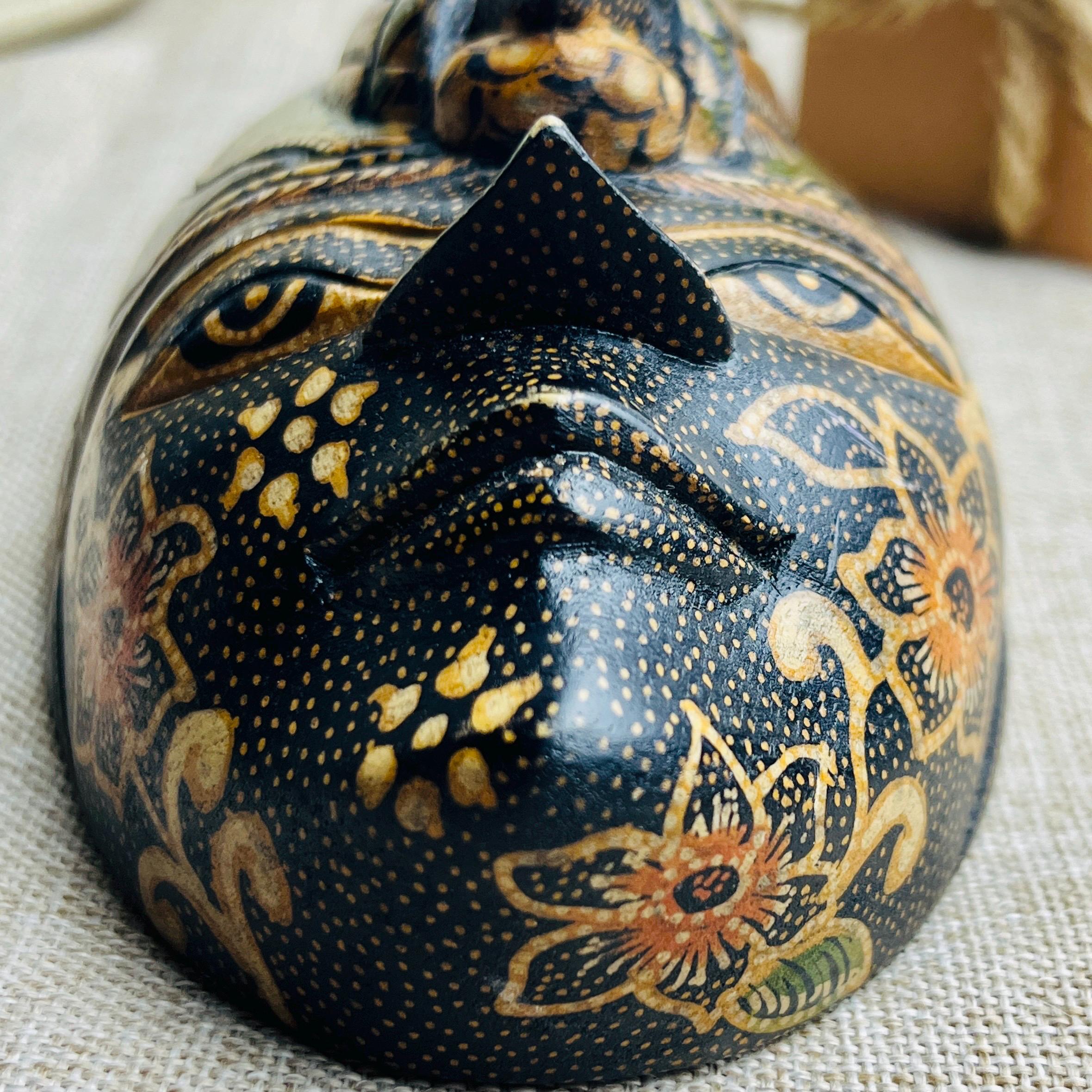 Vintage Indonesian Batik Mask – 6” Hand-painted Wood Wall Decor - Etsy