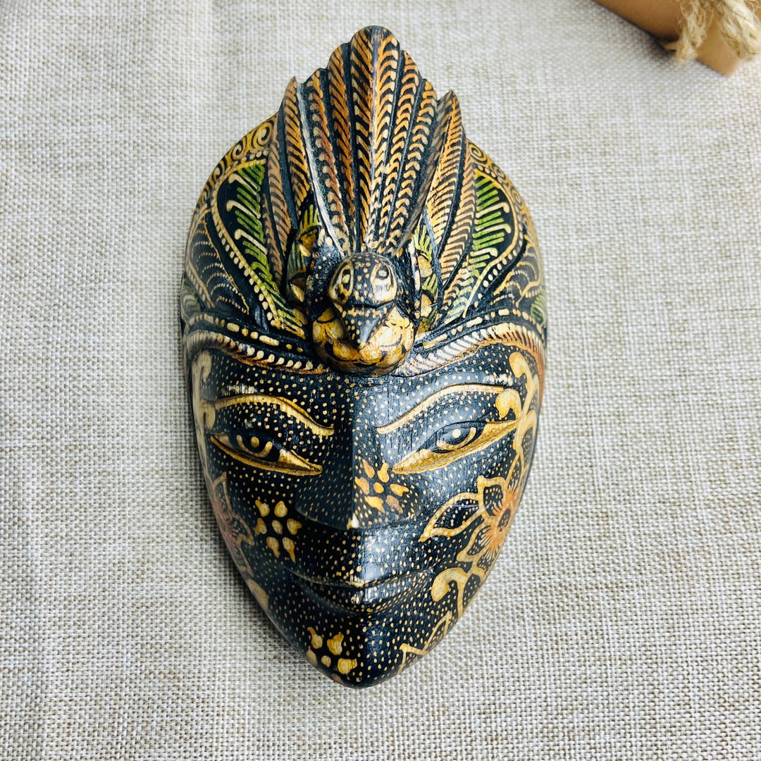 Vintage Indonesian Batik Mask – 6” Hand-painted Wood Wall Decor - Etsy