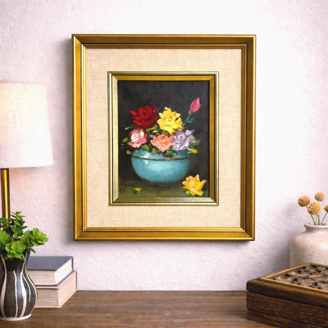 Vintage Floral Still Life Oil Painting, Signed M. Boulet, Gold Frame - Etsy